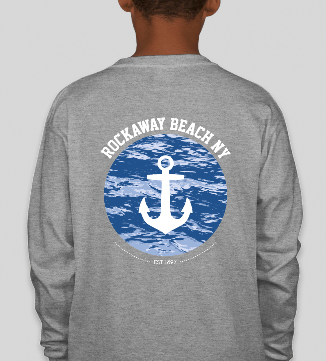 Kids EST 1897 Anchor Logo Long Sleeve Tee Grey – Rockaway Beach Local